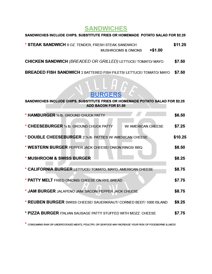 Jakes’s Grill - Jake's Village Bowl